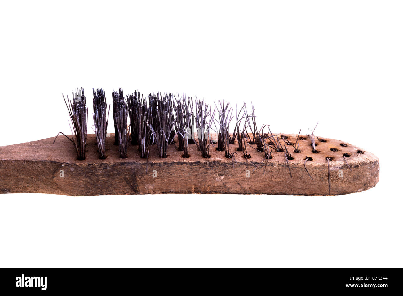 Old badly worn wire brush Stock Photo - Alamy