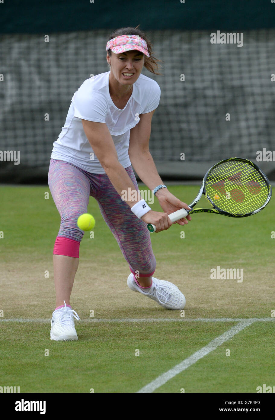 Switzerland's Martina Hingis practices during a preview day at the The ...