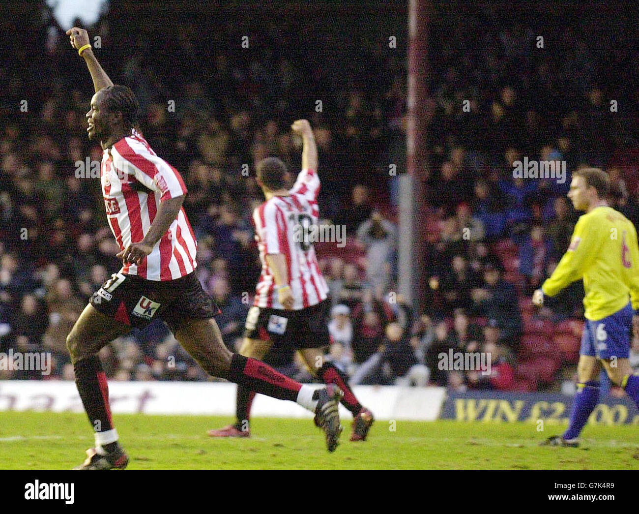 Brentford's Sam Sodje celebrates after John Salako (not in picture ...