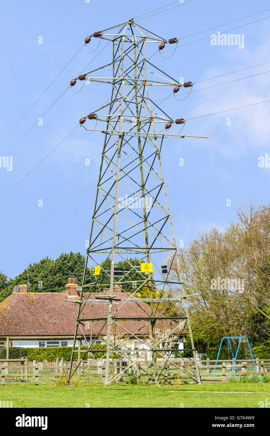 Electricity pylon in Ferring, West Sussex, England, UK Stock Photo - Alamy