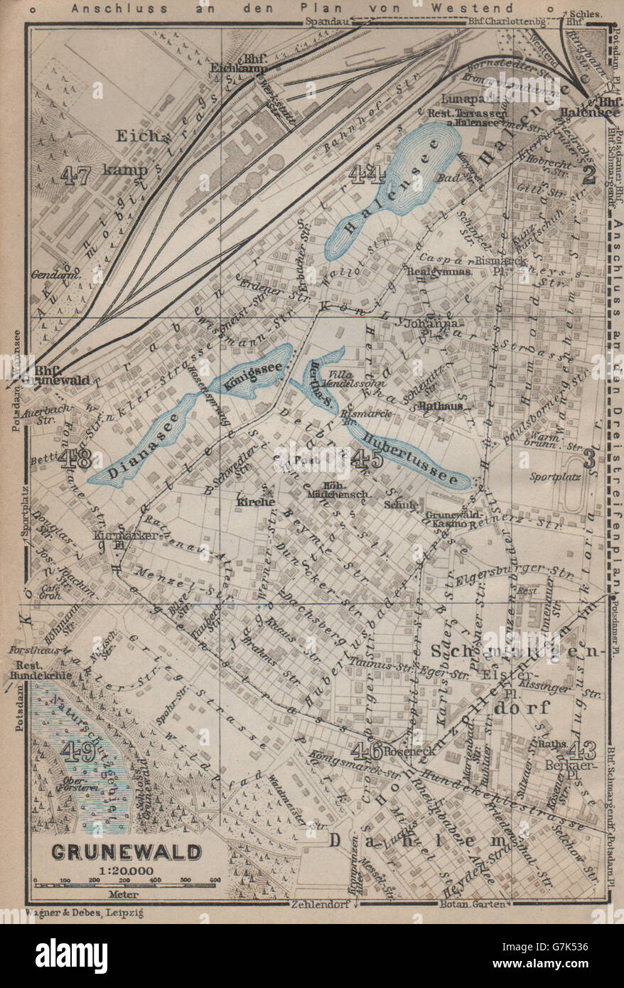 GRUNEWALD town city stadtplan. Berlin Schmargendorf Halensee karte ...