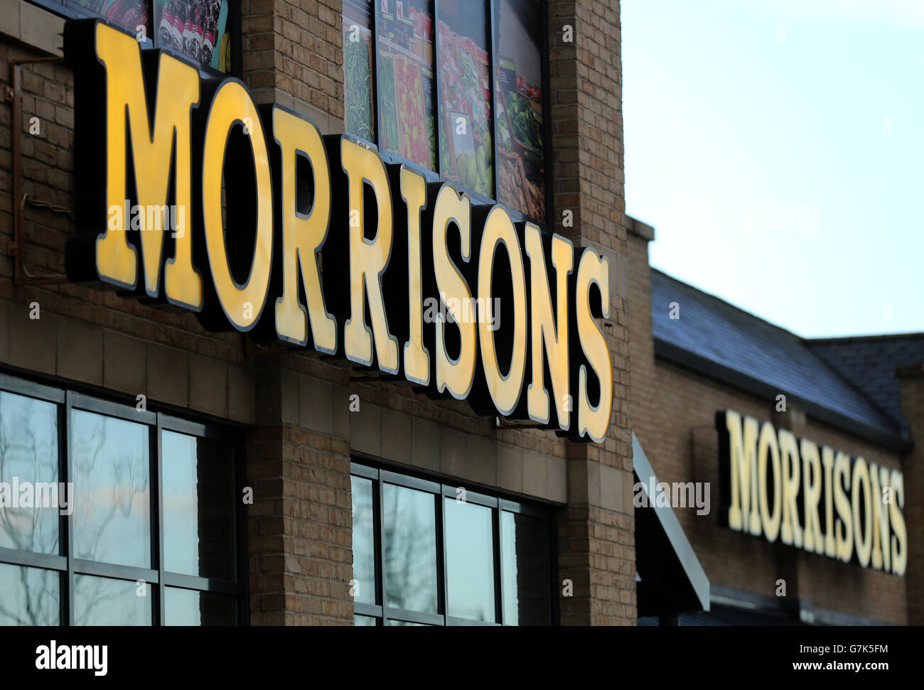 Signage at a morrisons supermarket at cambourne in cambridgeshire hi ...