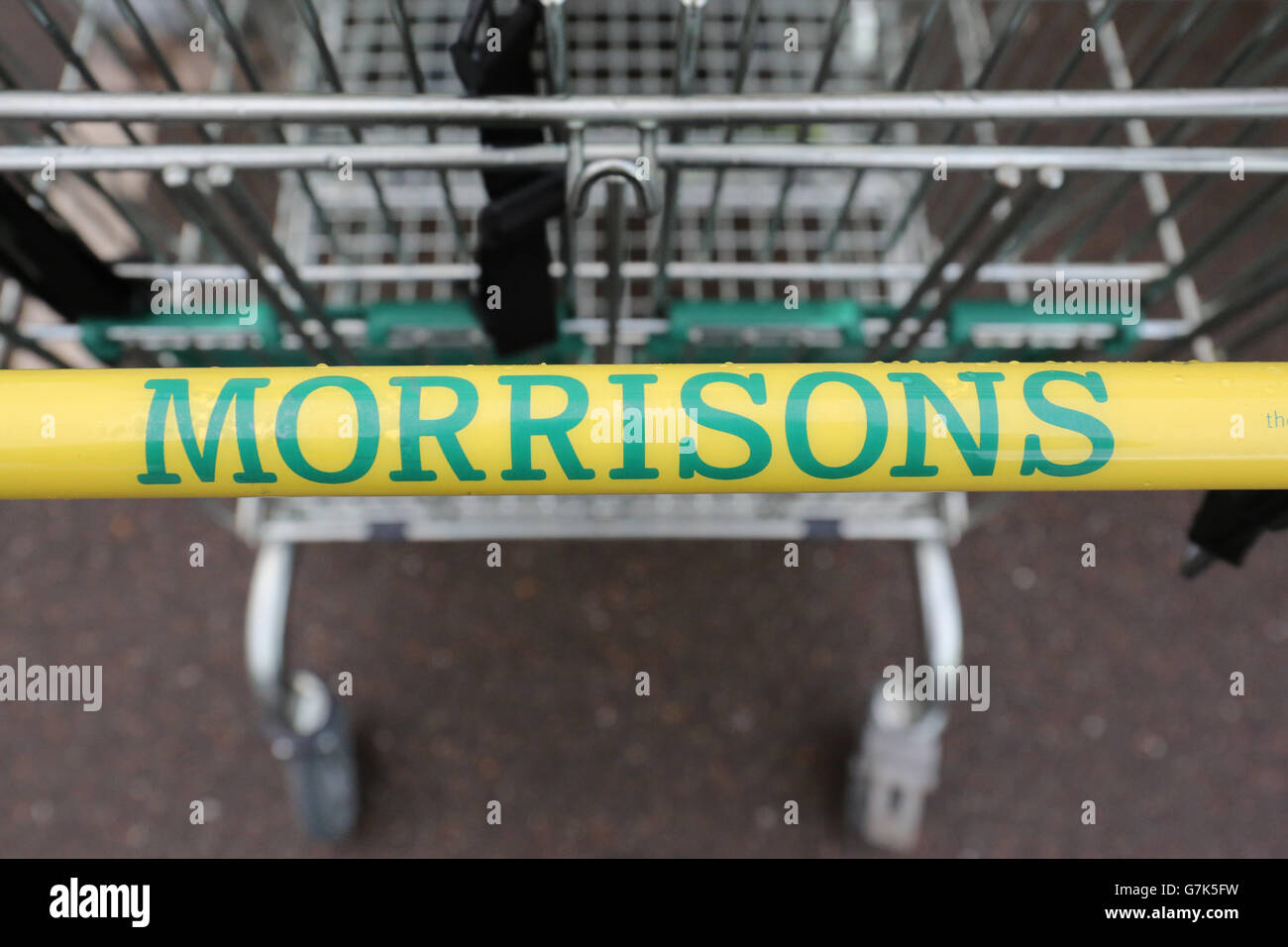 A trolley at a Morrisons supermarket at Cambourne in Cambridgeshire, as ...