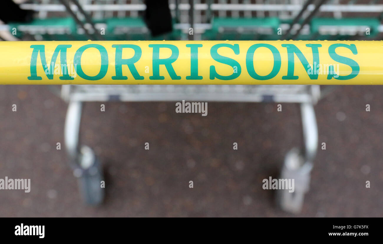 A trolley at a Morrisons supermarket at Cambourne in Cambridgeshire, as ...