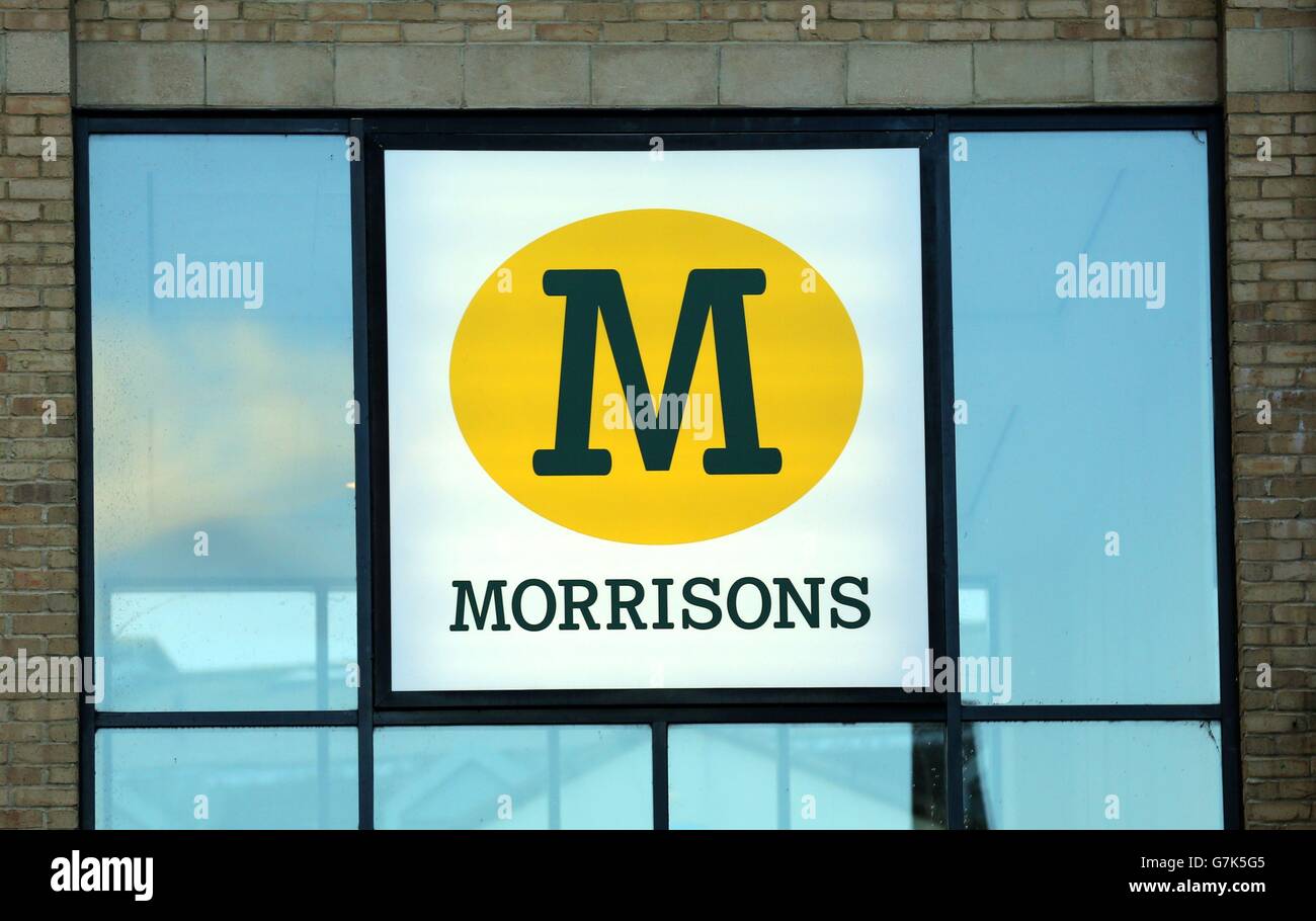 Signage at a Morrisons supermarket at Cambourne in Cambridgeshire, as ...