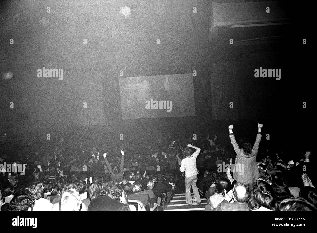 Fans celebrate inside the Odeon Cinema in Camden Town during the ...
