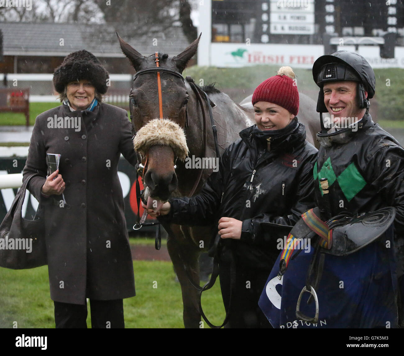 Jockey Robbie Power and trainer, Jessica Harrington (far left) after ...