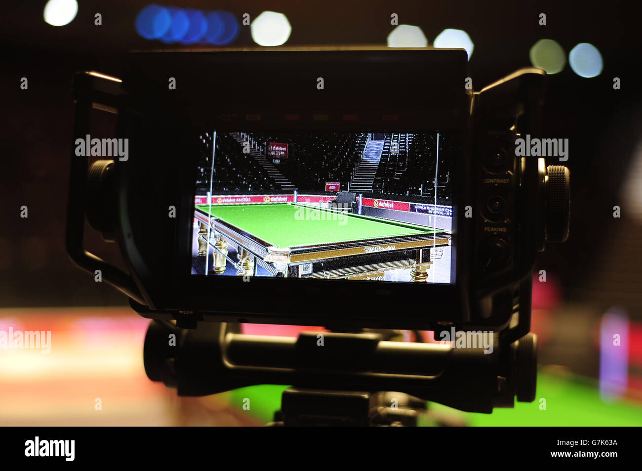 General view of the Masters Snooker table as seen through the view ...