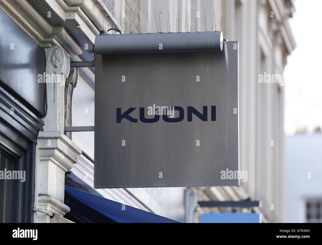 A general view of the sign for Kuoni travel shop, Montpelier Street ...