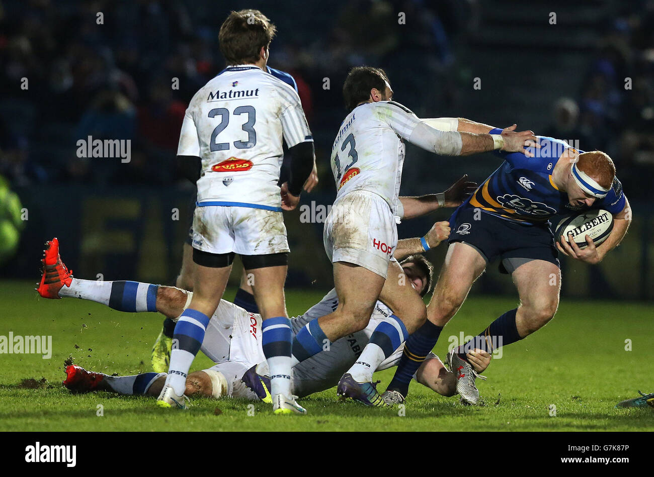 Leinster's Darragh Fanning (right) gets away from Castres Thomas ...