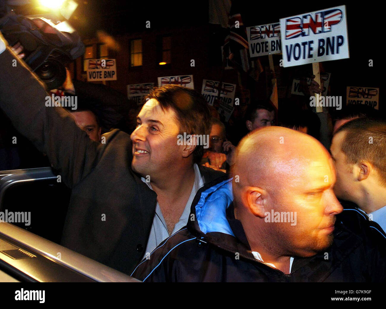 BNP leader Nick Griffin leaves Halifax Police Station in West Yorkshire ...