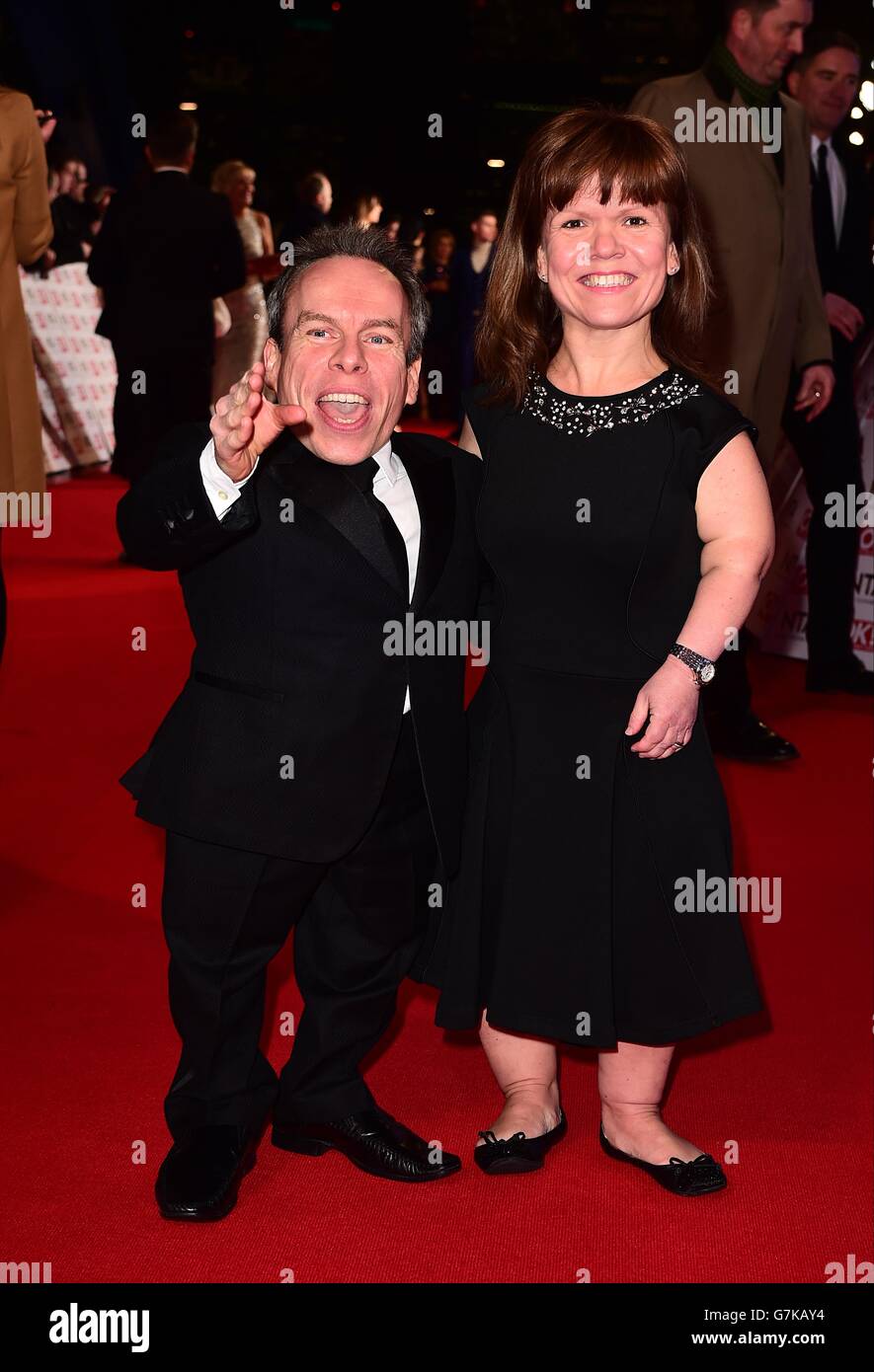Warwick Davies and wife Samantha Davis arriving for the 2015 National ...