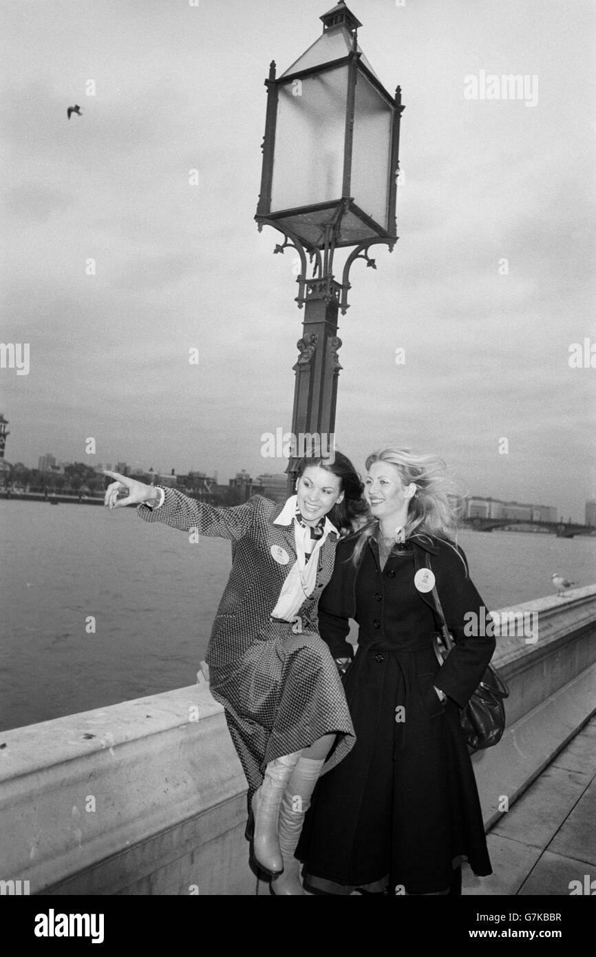 Miss United Kingdom Vicki Harris, 22, (left) and Miss Israel Atida Mor ...