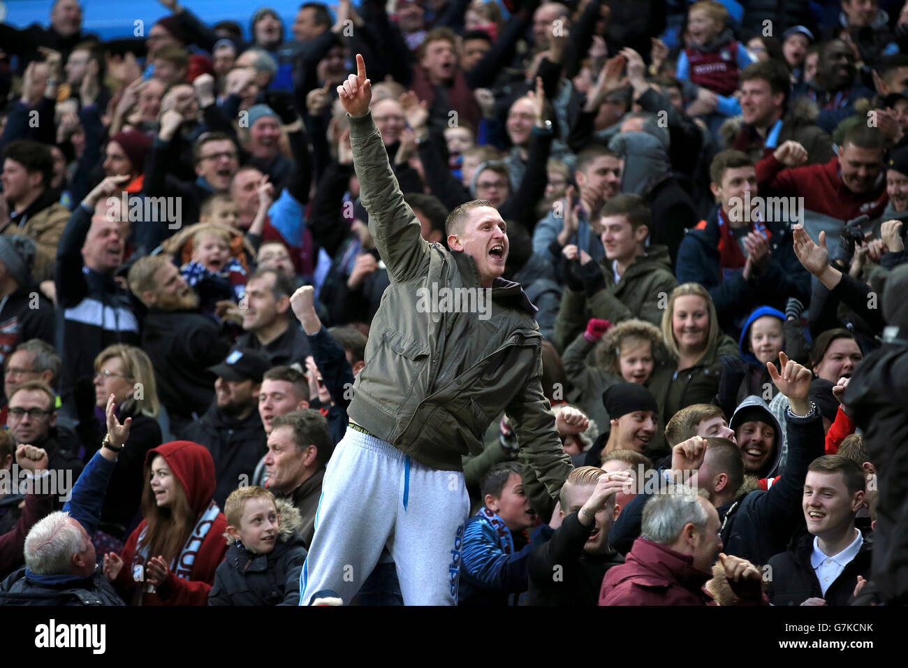 Aston Villa fans celebrate their first goal in the stands, scored by ...