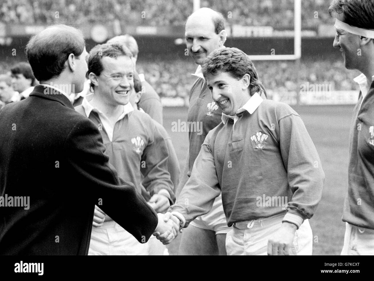 Prince Edward shakes hands with Rugby player Jonathan Davies Stock ...