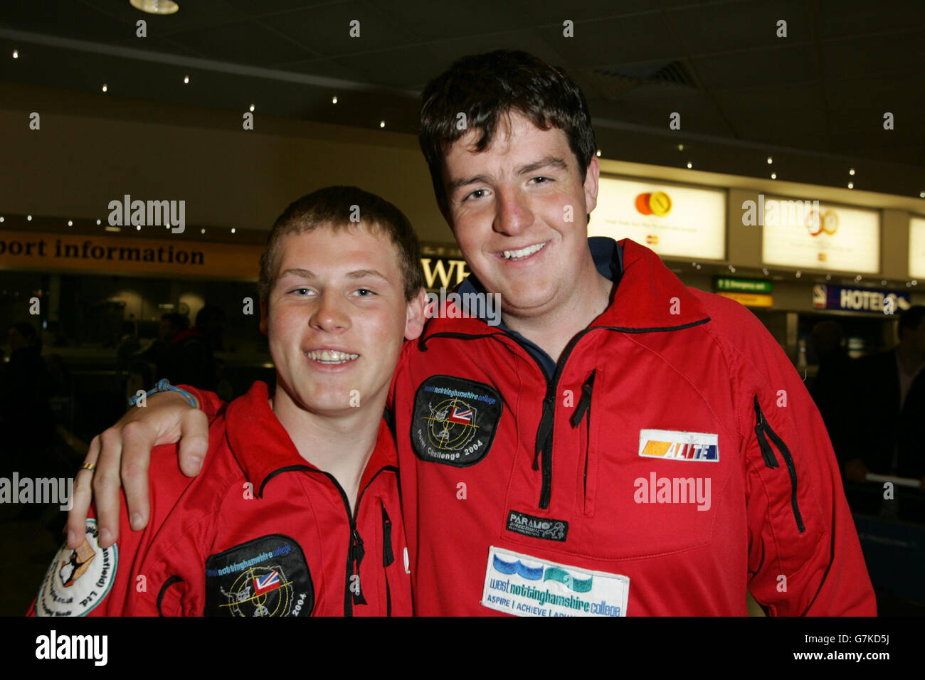 Robert Dunn, left, and Carl Alvey arrive at Heathrow Airport Stock ...