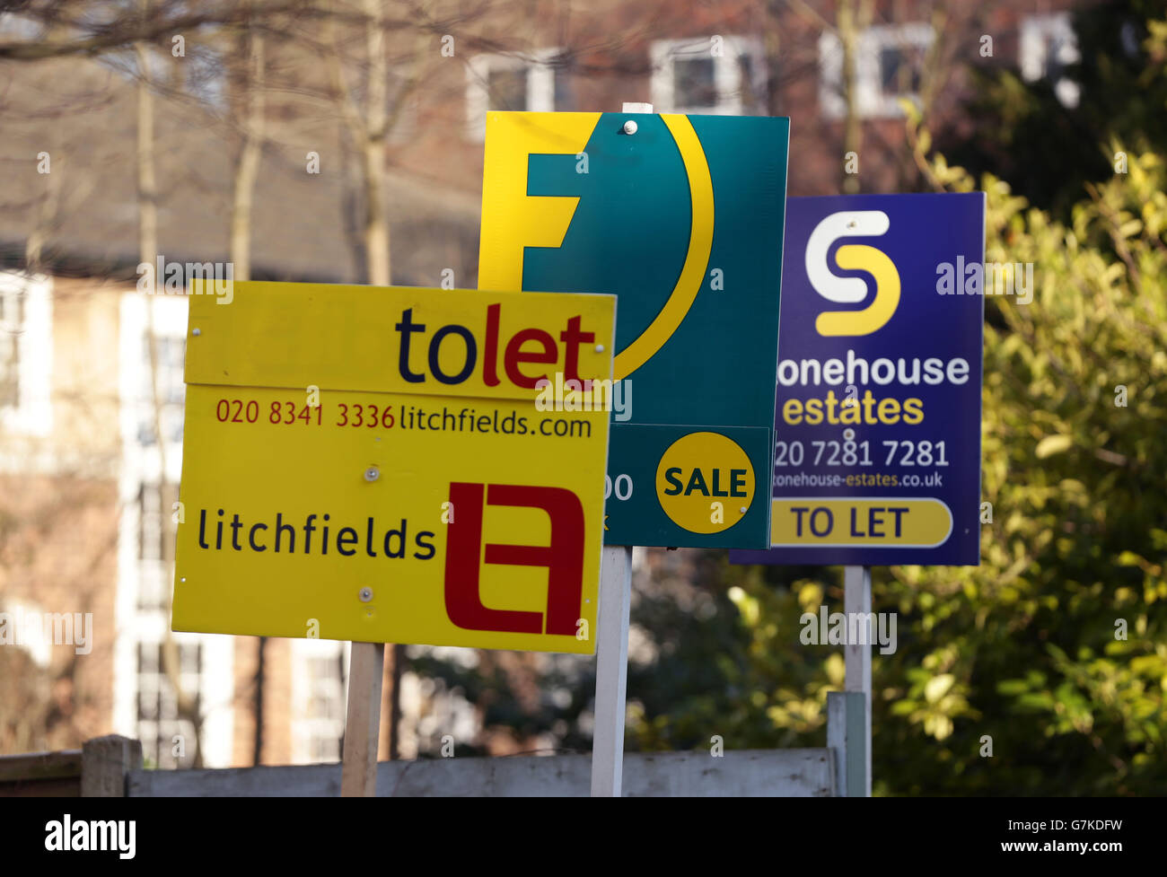 To Let and Sale signs outside houses in north London. PRESS ASSOCIATION ...