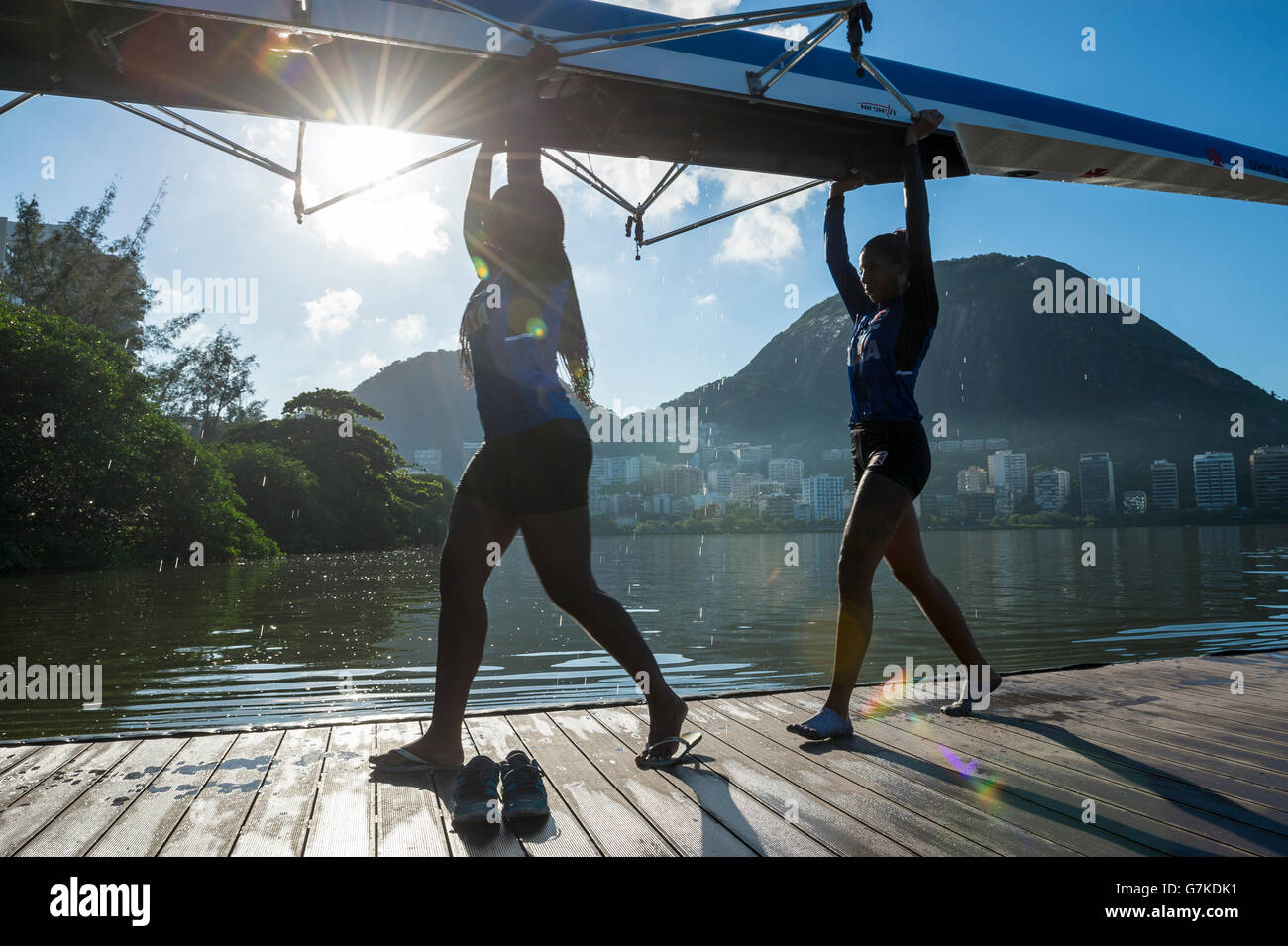 RIO DE JANEIRO - MARCH 22, 2016: After training, two female Brazilian ...