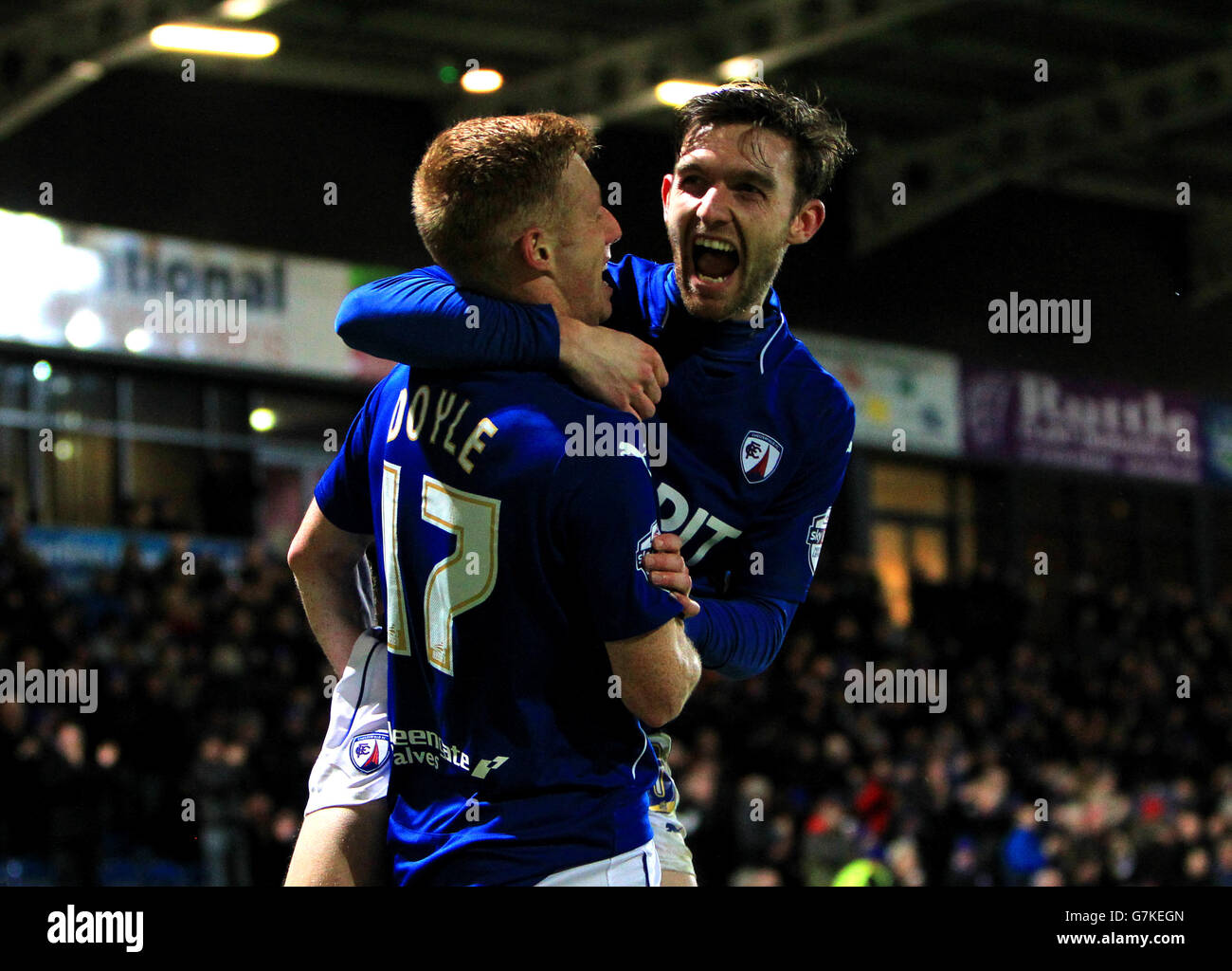 Chesterfield's Eoin Doyle (left) celebrates scoring his sides third ...