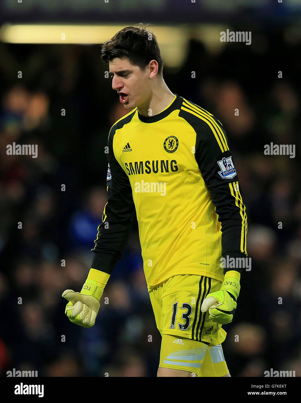 Chelsea goalkeeper Thibaut Courtois celebrates after team-mate ...