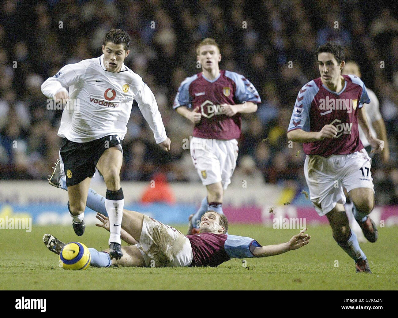 Manchester United's Cristiano Ronaldo skips over a the sliding tackle ...
