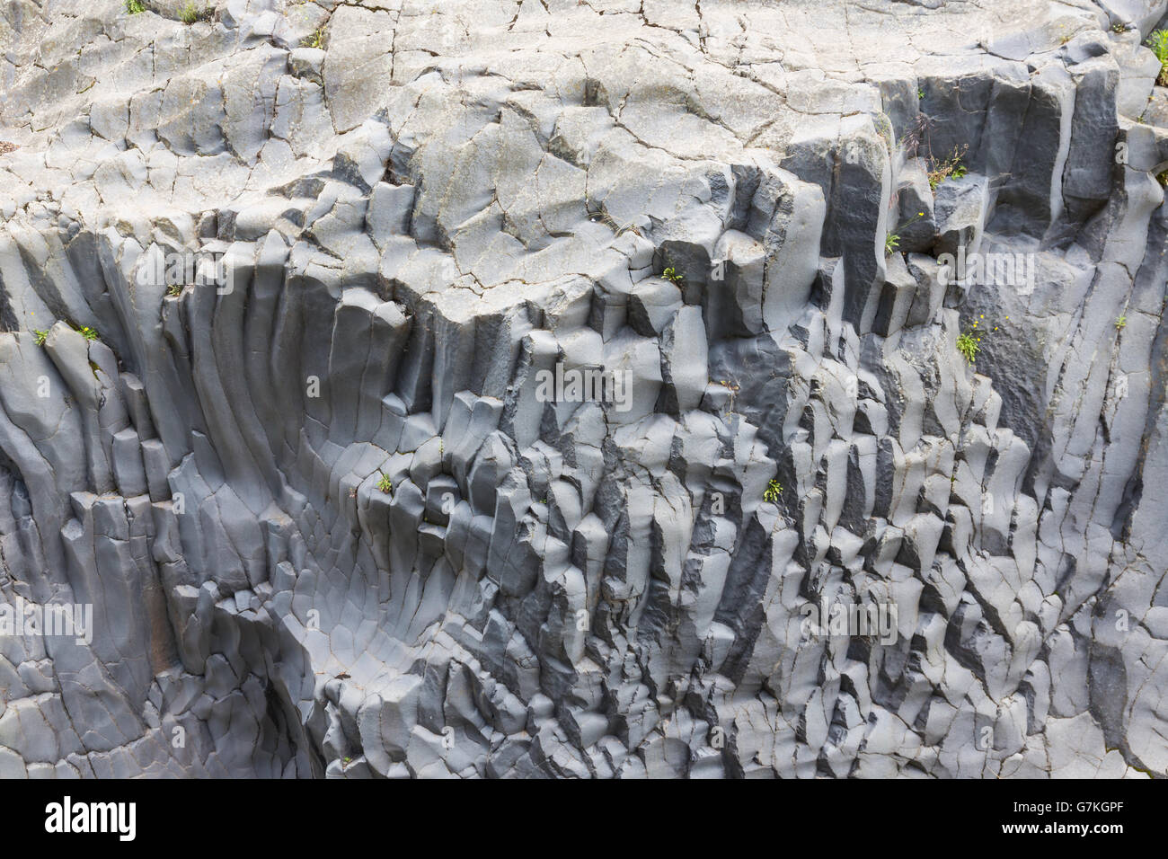 Basalt rock formations at Alcantara gorge on Sicily, Italy Stock Photo ...