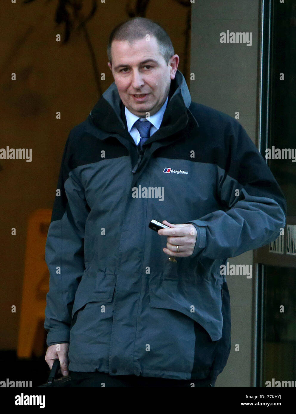Forensic scientist Jonathan Greer leaves Laganside Court in Belfast during an inquest into the ...