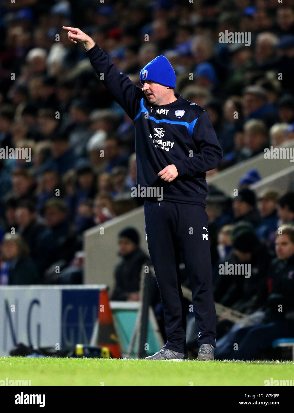 Chesterfield manager Paul Cook gestures on the touchline Stock Photo ...