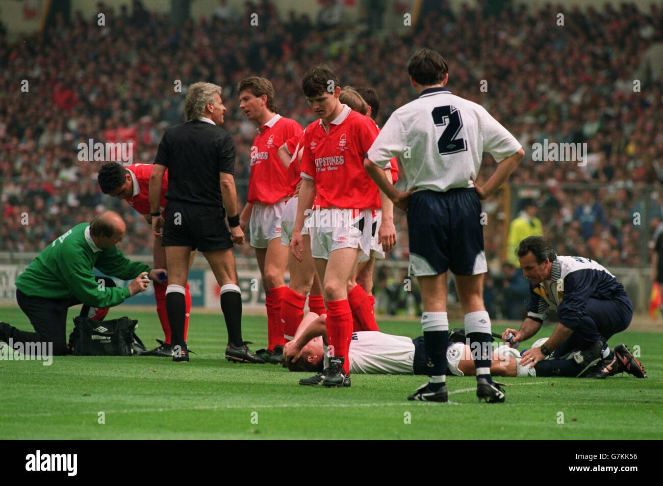 PAUL GASCOIGNE and GARY CHARLES ARE BOTH TREATED FOR INJURIES AFTER A ...