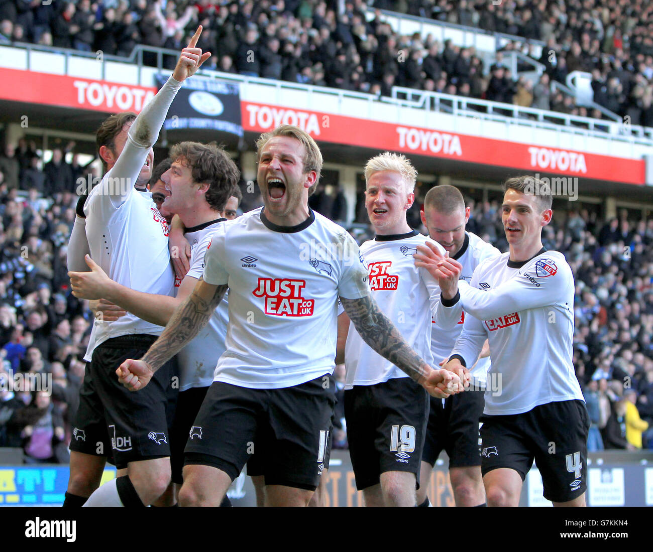 Derby countys johnny russell celebrates hi-res stock photography and ...