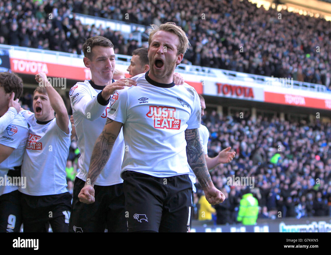 Derby countys johnny russell celebrates hi-res stock photography and ...