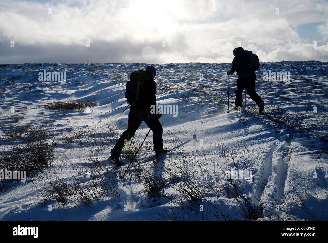 Steve Clough and Jill Armstrong make their way on their nordic skis to ...