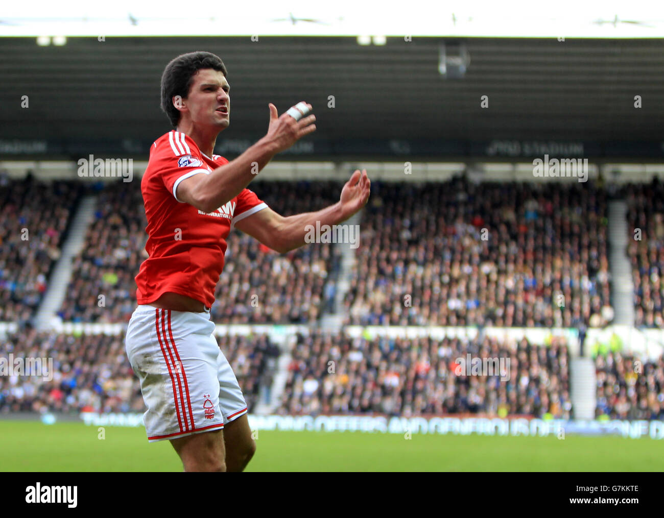 Nottingham Forest's Eric Lichaj celebrates after team-mate Britt ...