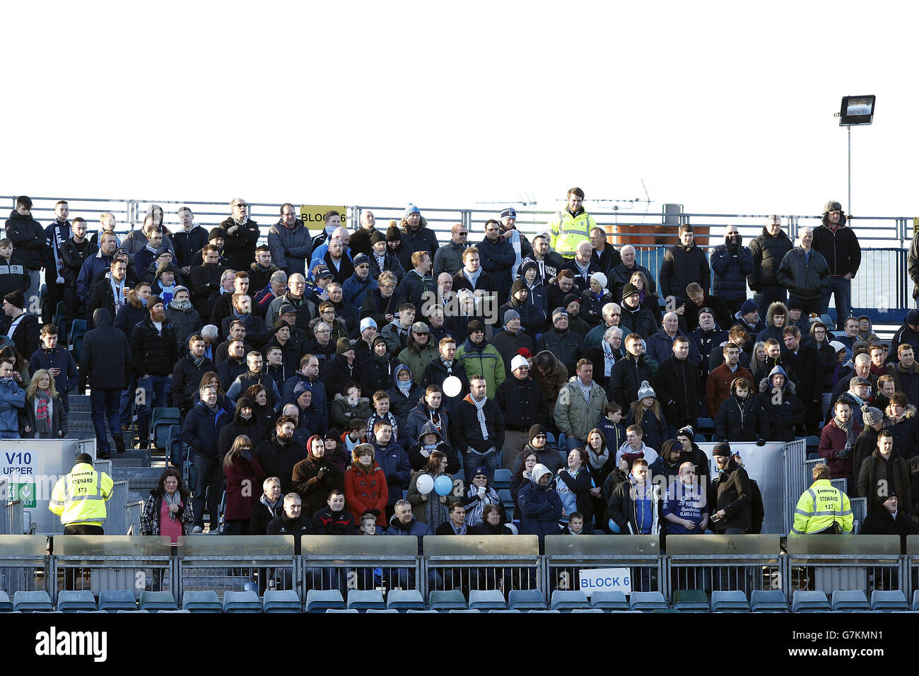 Gillingham fans show their support in the stands hi-res stock ...