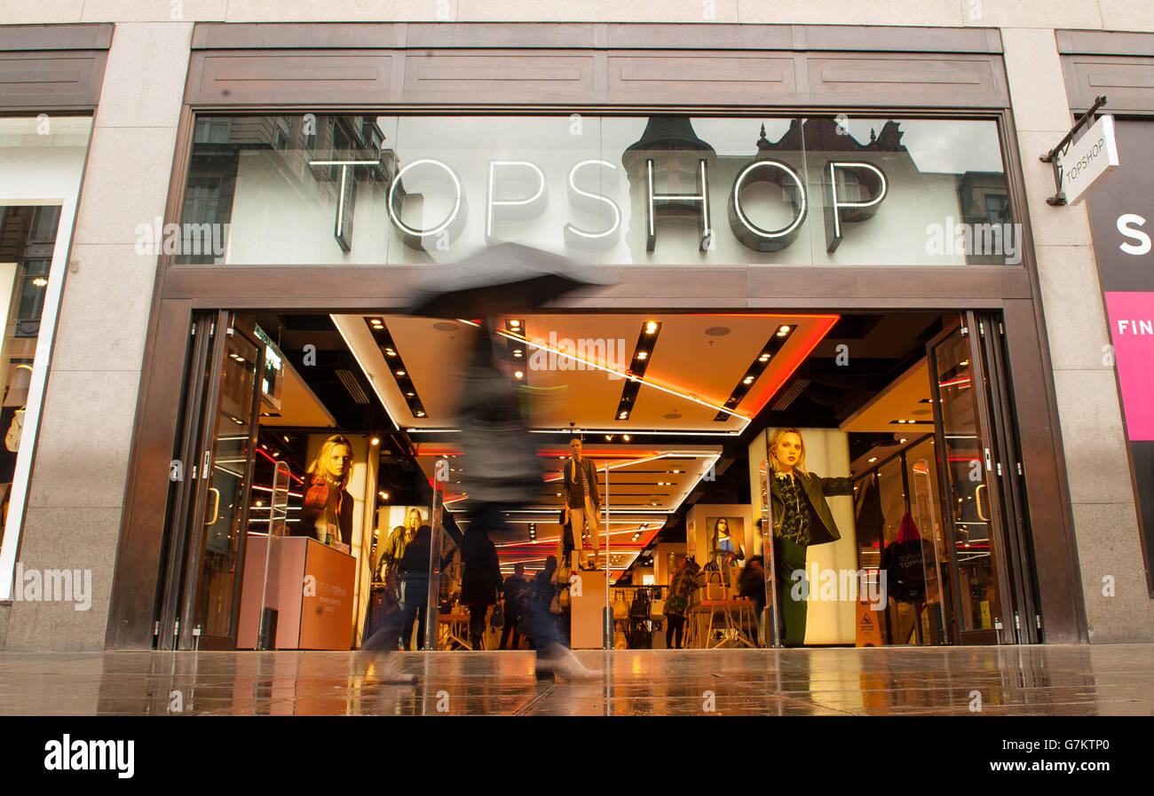 Topshop stock. General view of a branch of Topshop, on Oxford Street ...