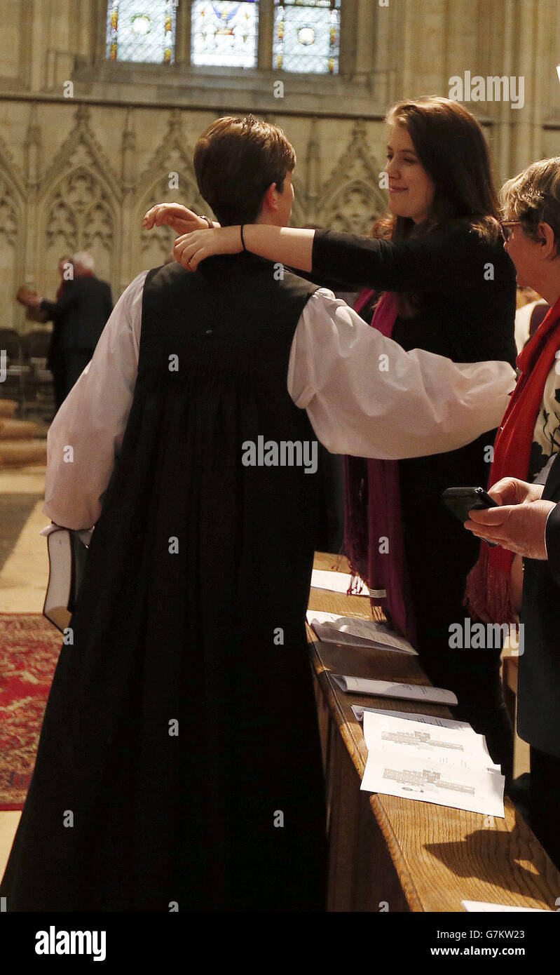 The Rev Libby Lane hugs her daughter Connie during a service at York ...