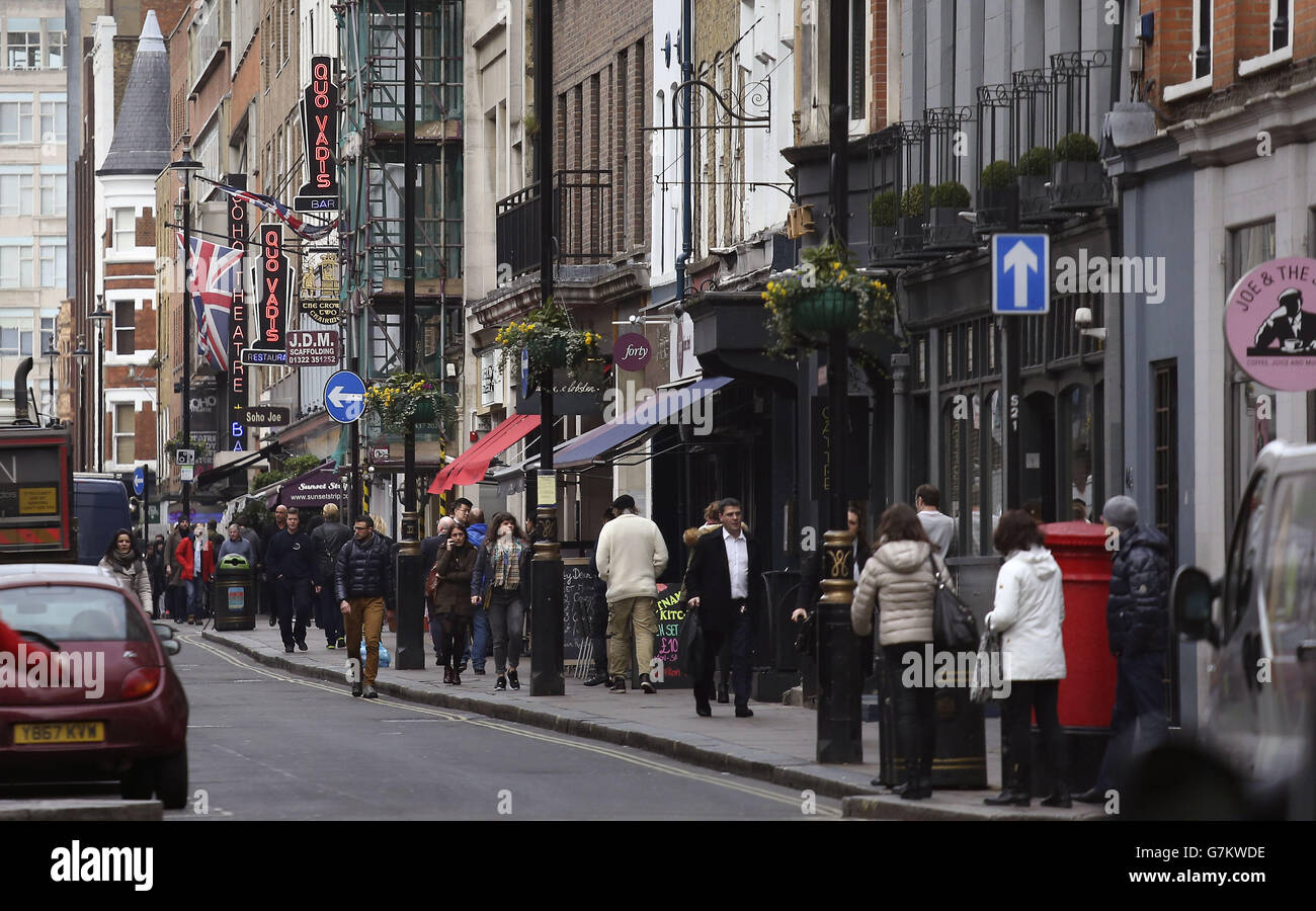 A view of Dean Street in Soho, central London Stock Photo - Alamy