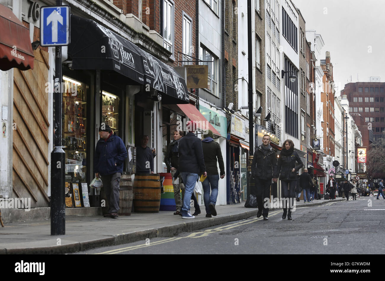A view of old compton street in soho hi-res stock photography and ...