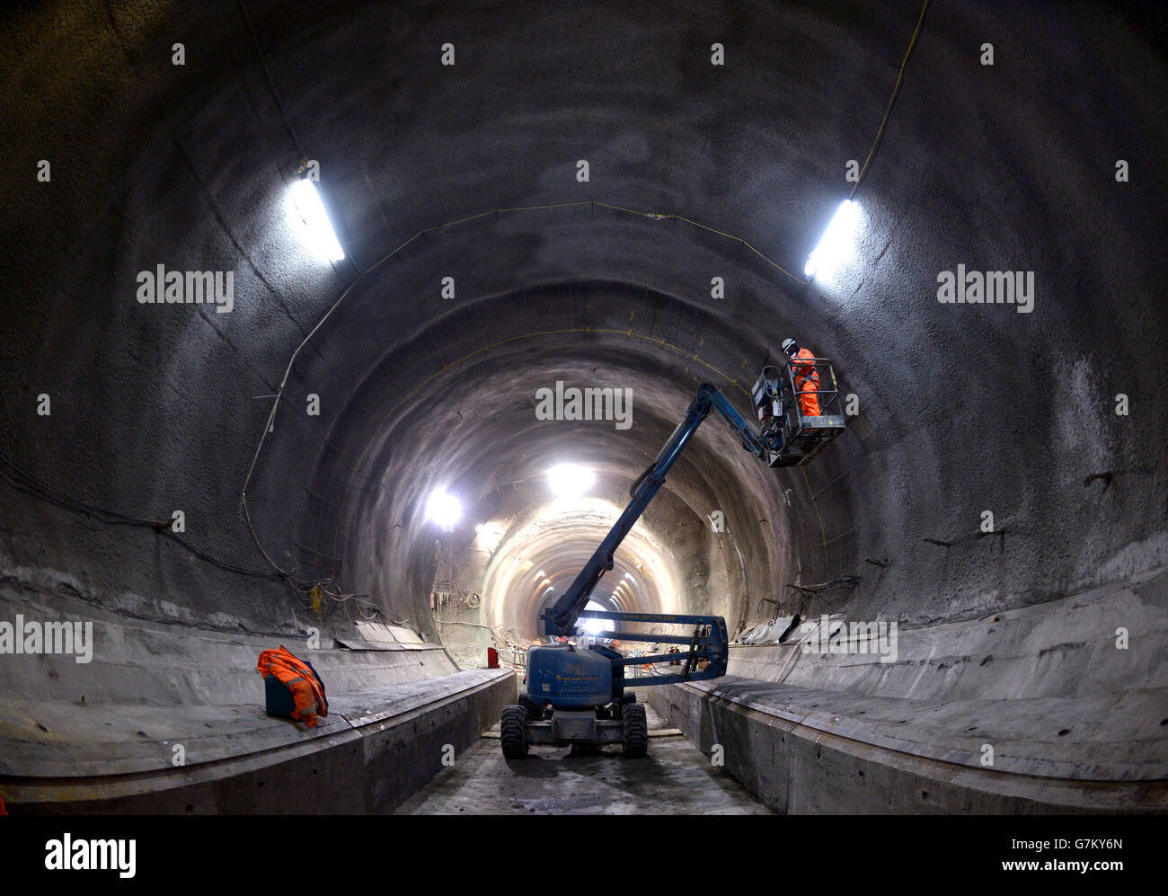 Crossrail breakthrough. General view of construction during the ...