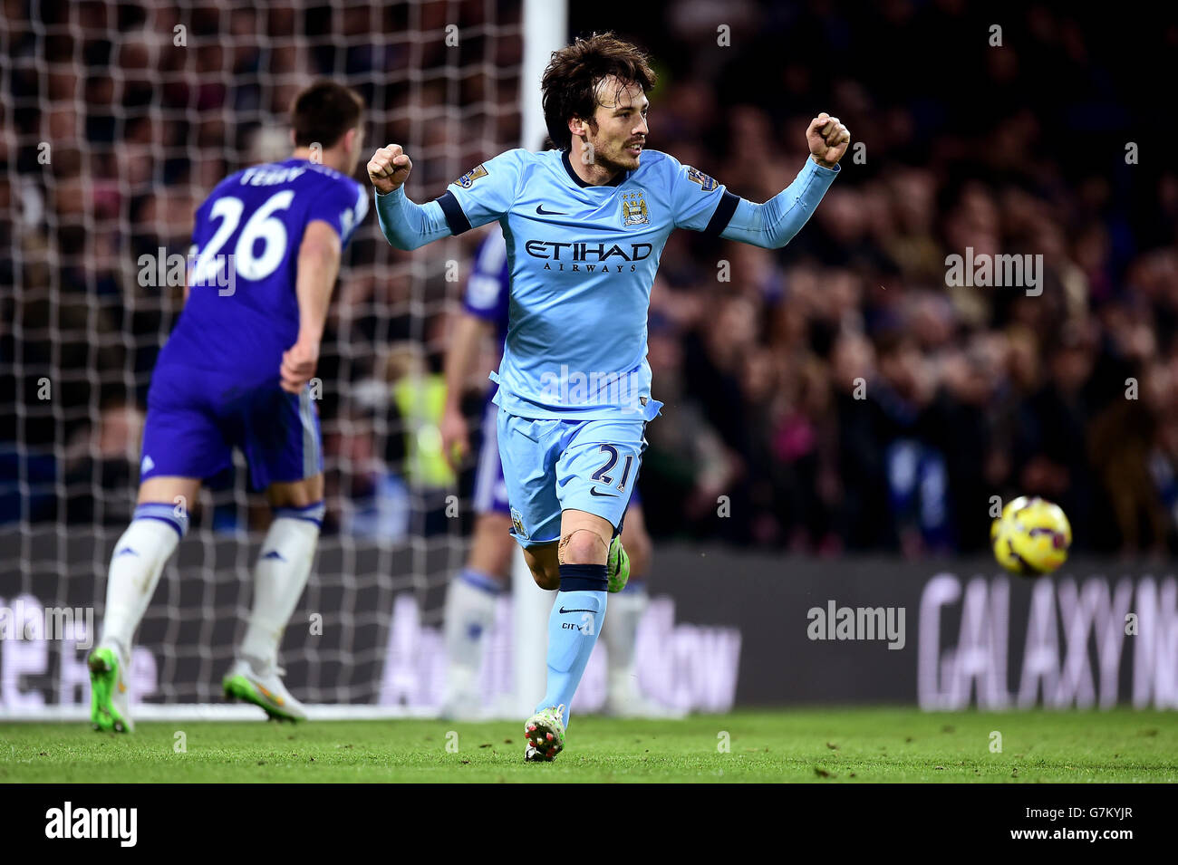 Manchester City's David Silva celebrates scoring his sides first goal ...
