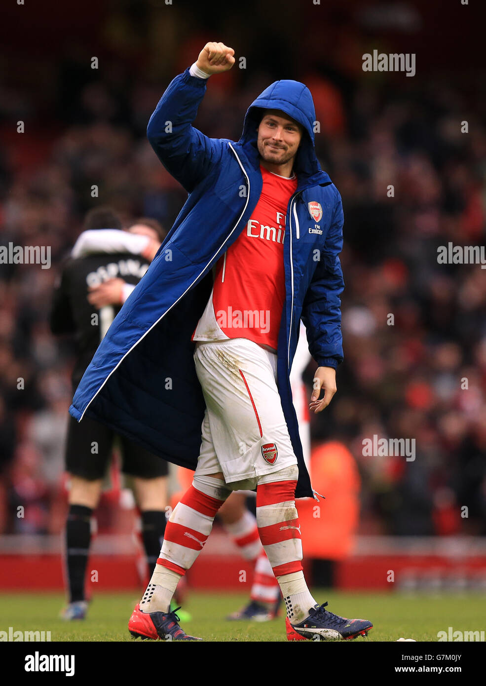Arsenals Olivier Giroud Applauds The Fans After The Game Hi Res Stock