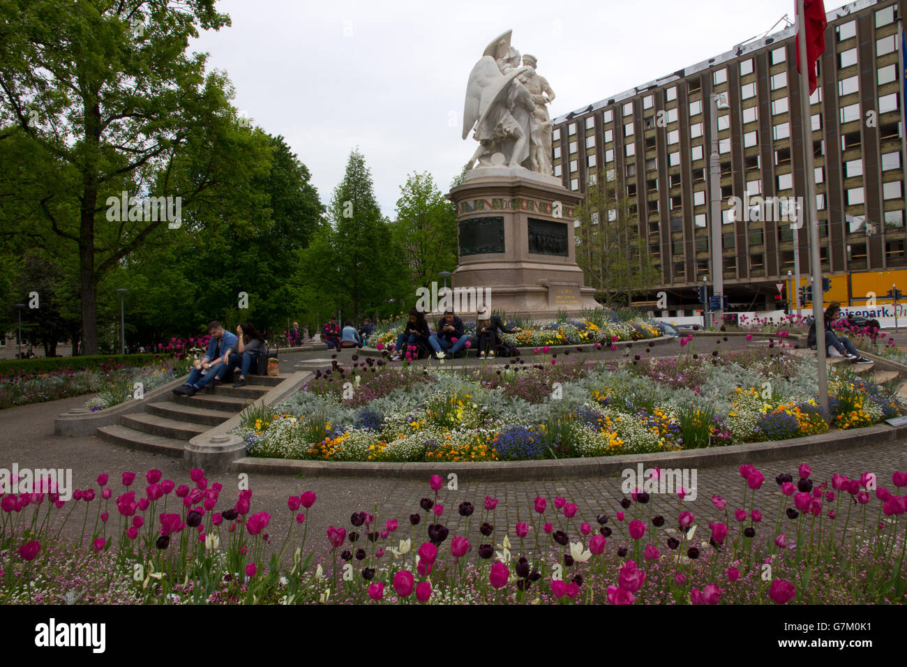 A monument at Elisabethan-Anlage, a hybrid park-square developed on the ...