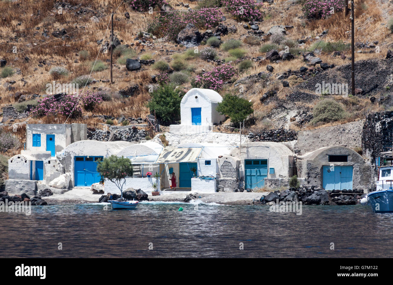 Whitewashed Houses Thirasia Santorini Greece Stock Photo - Alamy