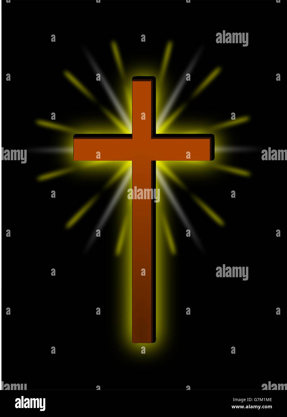 christian cross, brown cross on a black background Stock Vector Image ...