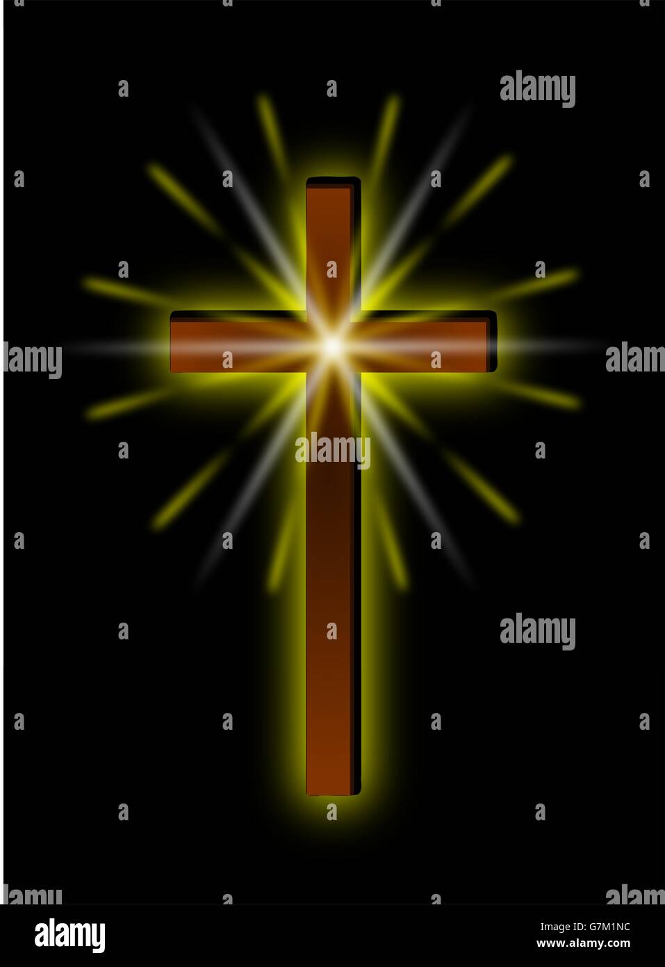 christian cross, brown cross on a black background Stock Vector Image ...