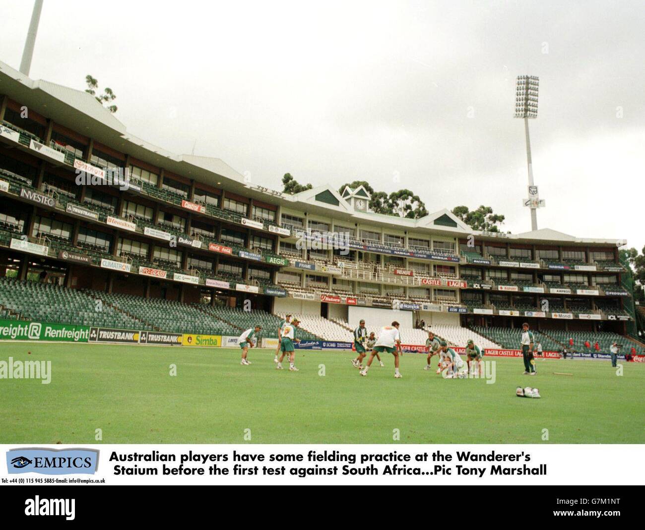 Australian players have some fielding practice at the Wanderer's Staium ...