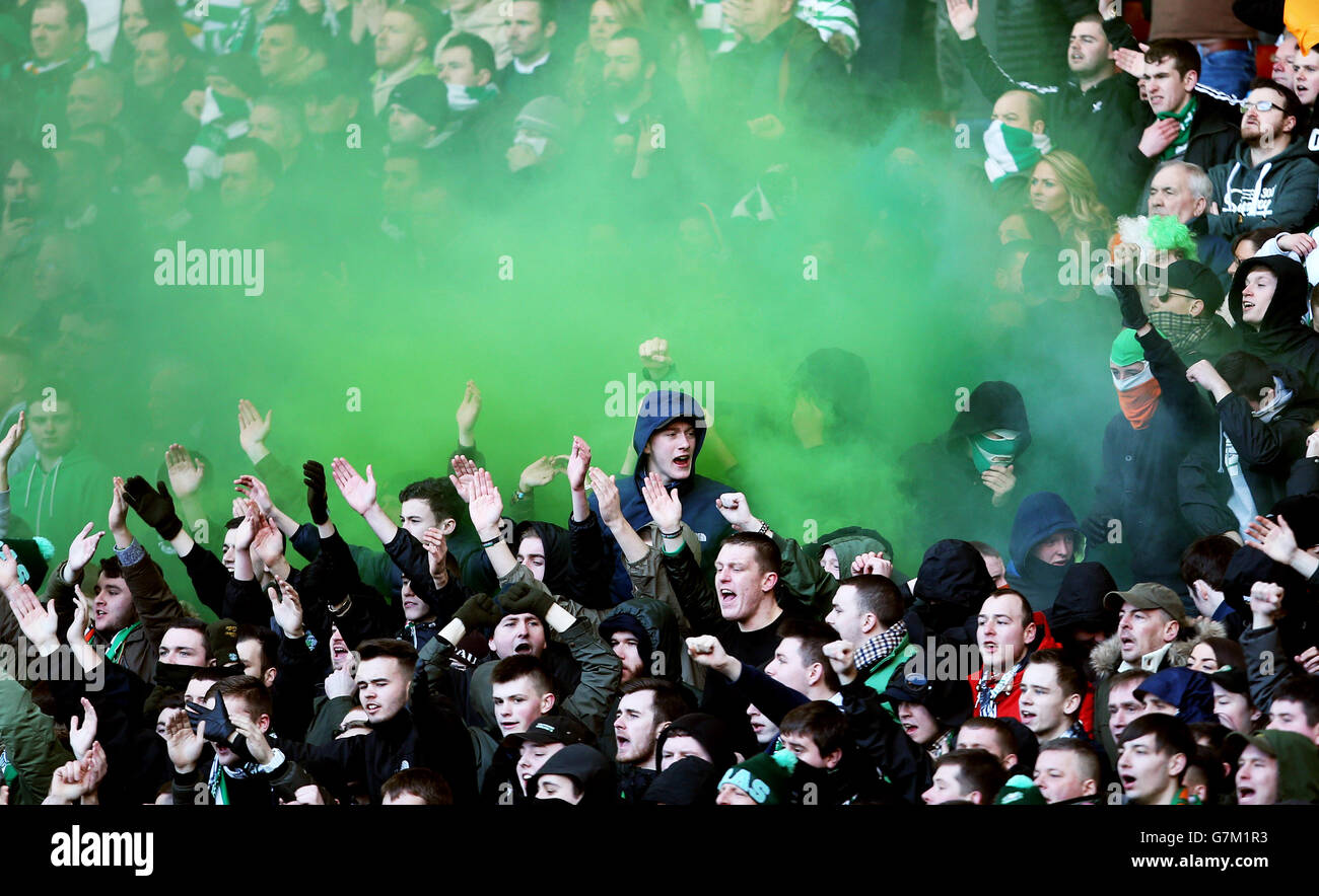 Celtic fans set of flares in the stands hi-res stock photography and ...