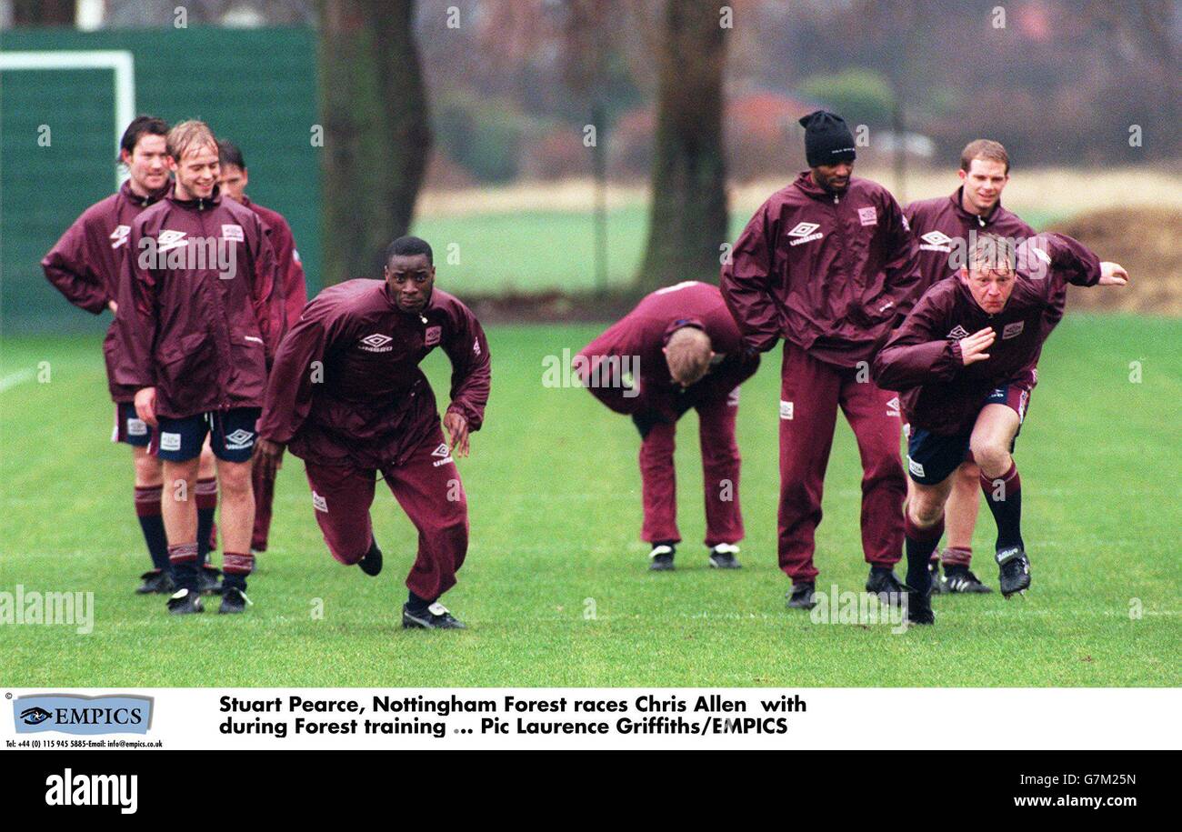 Nottingham forest races chris allen with during forest training hi-res ...