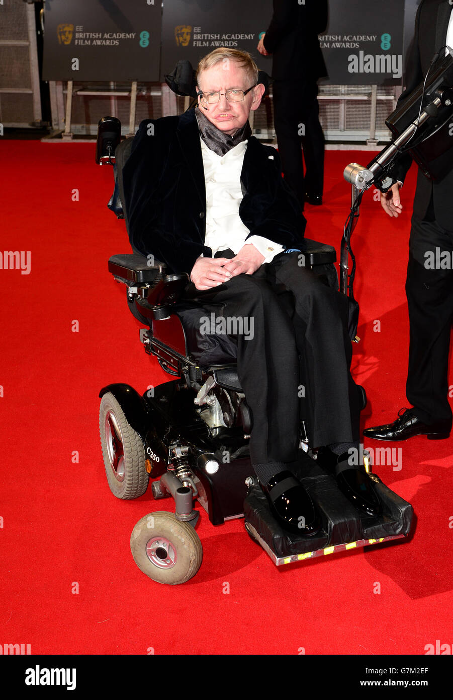 Stephen Hawking attends the EE British Academy Film Awards at the Royal ...