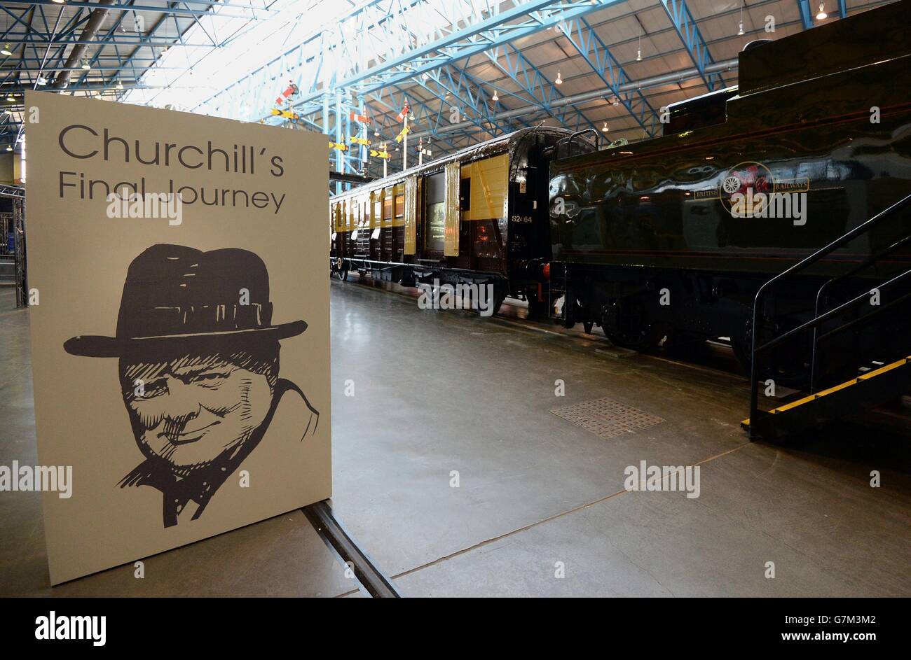 Signage advertising Churchill's Final Journey Exhibition in the Great ...
